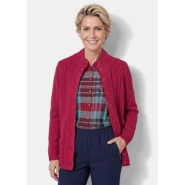 GOLDNER Kurzgr&ouml;&szlig;e: Cardigan mit Zopfmuster in bordeaux | Gr.: 19