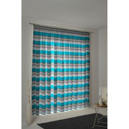 WIRTH Vorhang &raquo;Menorca&laquo; Kr&auml;uselband 1 Stk. tlg. blau Baumwolle, Polyester 145cm, Kr&auml;uselband, 135cm