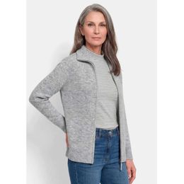 GOLDNER Kurzgr&ouml;&szlig;e: Melange-Cardigan mit Rei&szlig;verschluss in grau / melange | Gr.: 21