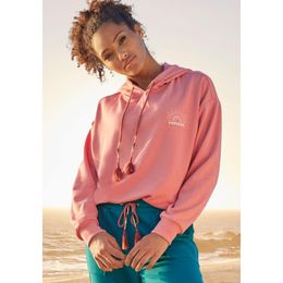 Vivance Damen Hoodie, mit &uuml;berschnittenen Schultern und bunten Kordelzug, Loungewear rot 40/42