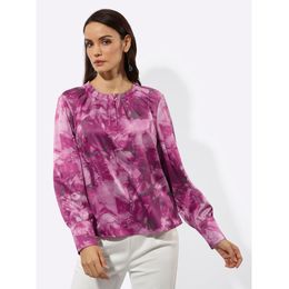 CR&Eacute;ATION L creation L Satin-Bluse in malve-dunkelrot-bedruckt | Gr.: 42