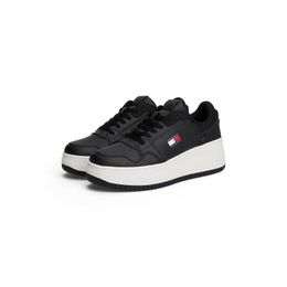 Tommy Jeans Damen Keilsneaker &raquo;TJW RETRO BASKET FLATFORM&laquo; , Plateau, Freizeitschuh, Schn&uuml;rschuh, mit Lochmuster, im Basket-Look schwarz 40