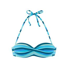 s.Oliver Damen s.Oliver B&uuml;gel-Bandeau-Bikini-Top &raquo;Fun&laquo; im trendigen Streifen-Design blau 38, Cup C