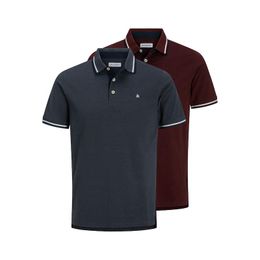 Jack & Jones Jack & Jones Herren Poloshirt &raquo;JJEPAULOS im Doppelpack mit Logostickerei und Komfort&laquo; Packung, 2er-Pack, 2 unifarben mit Farbeinsatz, modisch, schmal,