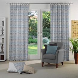 WIRTH Vorhang &raquo;Benewitz&laquo; Schlaufen 1 Stk. tlg. blau Jacquard, Baumwolle, Polyester 125cm, Schlaufen, 65cm