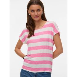 V&eacute;ro Moda Vero Moda Damen Kurzarmshirt &raquo;VMWIDE STRIPE SL TOP GA JRS NOOS&laquo; Viskosemischung rosa XL