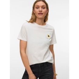 V&eacute;ro Moda Vero Moda Damen Kurzarmshirt &raquo;VMULLA PAULINA SS TOP BOX JRS&laquo; mit Print wei&szlig; XS