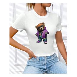 RMK T-Shirt Teddy small WEISS-Lila | Gr.: XXL