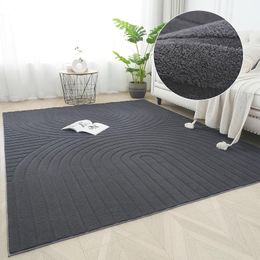 OTTO home Teppich &raquo;Cali Regenbogen, Hoch-Tief-Effekt&laquo; rechteckig 15 mm H&ouml;he Uni-Farben, flauschig, waschbar, weich, Wohnzimmer, Schlafzimmer grau 