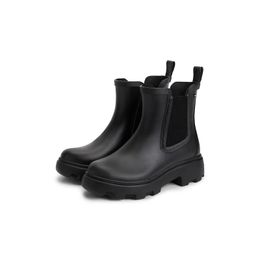 Tommy Hilfiger Damen Chelseaboots &raquo;RUBBER FLAG CLEATED RAINBOOT&laquo; Stiefelette, Rainboots mit beidseitigem Stretcheinsatz schwarz 36