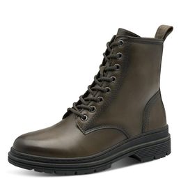 Tamaris Damen Schn&uuml;rboots , Blockabsatz, Schn&uuml;rstiefelette in angesagter Used Optik braun 37