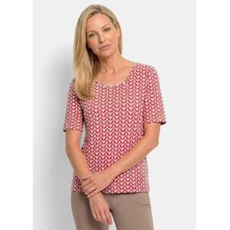 GOLDNER Jersey-Shirt mit Minimal-Rautenmuster in rot / wei&szlig; / gemustert | Gr.: 44