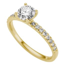 Firetti Damen Goldring &raquo;Schmuck Geschenk Gold 333 Vorsteckring Verlobung Solit&auml;r Lab Grown&laquo; mit Brillanten 16, 0,98 VS = sehr kleine Einschl&uuml;sse, 