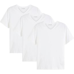 bonprix Herren bonprix T-Shirt &raquo;T-Shirt mit V-Ausschnitt (3er Pack)&laquo; Packung, 3 Stk. Regular Fit, V-Ausschnitt, aus Baumwolle wei&szlig; 56/58 (XL)