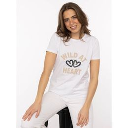 Zwillingsherz Damen T-Shirt &raquo;"Leo Herzen"&laquo; leo Herzen, gestickter Schriftzug, Rundhals, kurzarm wei&szlig; XXL
