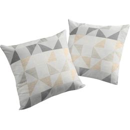 WIRTH Dekokissen &raquo;Berlare&laquo; Kissenh&uuml;lle ohne F&uuml;llung, 2 St&uuml;ck grau Baumwolle, Polyester B/L: 40cm x 40cm, 2 Stk.