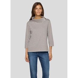 Rabe Damen 3/4-Arm-Shirt mit grafischem Muster und Schalkragen mit Glitzersteinen braun 48