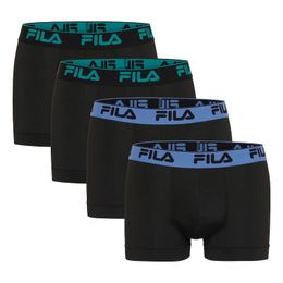 Fila Herren Boxer 4er Pack, ohne Eingriff, mit farbigem Logobund, Multipack schwarz S