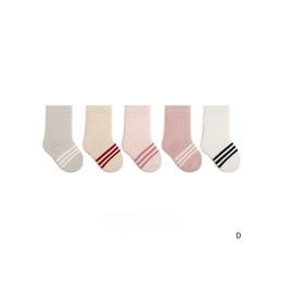 MUNADUNA 5er Set Kinder Socken &ndash; Rosa mit Drei Streifen | Gr.: 19-22