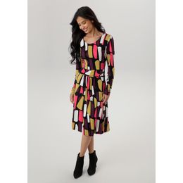 Aniston Selected Damen Aniston SELECTED Jerseykleid mit modernen, grafischen Allover-Print rot 36, N-Gr