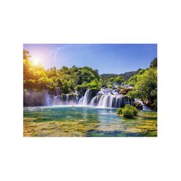 WALLARENA Fototapete Wasserfall in Gr&uuml;n | Gr.: 150 x 105 cm