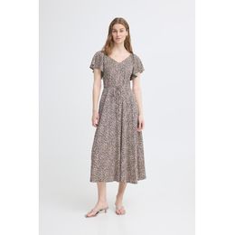 Ichi Freizeitkleid IHAYA Relaxed fit in BEIGE/PINK LEOPARD FLOWER | Gr.: 36