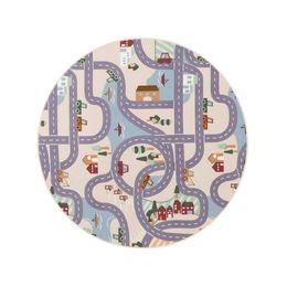 Snapstyle Kinder Spiel Stra&szlig;enteppich Fun Town Rund in Bunt | Gr.: 100x100 cm