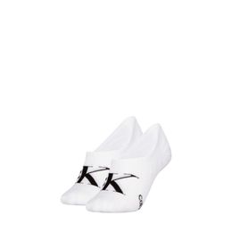Calvin Klein Jeans Damen F&uuml;&szlig;linge &raquo;CKJ WOMEN FOOTIE HIGH CUT MONOGRAM&laquo; 2 Paar, hoch geschnittene Silhouette, Cotton-Mix, elastisch wei&szlig; 39-42