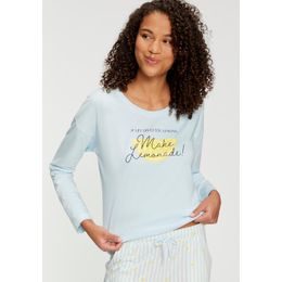 Vivance Dreams By Lascana Damen Vivance Dreams by Lascana Langarmshirt mit Front-Druck blau 40/42