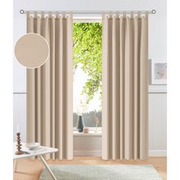 OTTO home Vorhang &raquo;Raja&laquo; Schlaufen 2 Stk. tlg. 2er-Set, Bestseller, einfarbig, modern, pflegeleichte Mikrofaser beige Polyester, Recyceltes Material 
