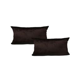 JACK 2er Set Teddy Flausch Kissenh&uuml;lle Kissenbezug in Braun | Gr.: 50x30-cm