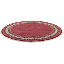 OTTO home Orientteppich &raquo;Levin, handgekn&uuml;pft&laquo; rund 12 mm H&ouml;he reine Wolle, mit Fransen, ideal im Wohnzimmer & Schlafzimmer rot Wolle &Oslash; 150cm 1 Stk., 
