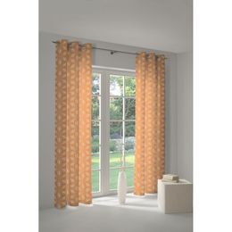 Adam Vorhang &raquo;Retro Floret&laquo; &Ouml;sen 1 Stk. tlg. aus 100% Bio-Baumwolle gelb Jacquard, Baumwolle (Bio-Baumwolle) 145cm, &Ouml;sen, 145cm