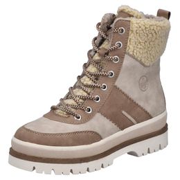 Rieker Damen Winterstiefelette Plateauboots, Winterboots, Schn&uuml;rboots mit Innenrei&szlig;verschluss beige 41