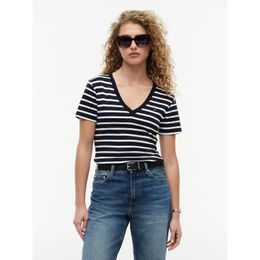 Tommy Hilfiger Damen T-Shirt &raquo;CODY V-NECK SHORT SLEEVE&laquo; mit V-Ausschnitt, Baumwolle, Slim Fit blau L (40)