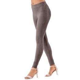 Lascana Damen Lascana Leggings aus weichem Material in Cord-Optik, Loungewear grau 32/34, N-Gr