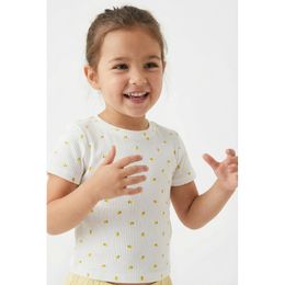 Kids Only M&auml;dchen KIDS Only T-Shirt &raquo;KOGBELLA LIFE SHORT AOP S/S TOP JRS NOOS&laquo; Baumwollmischung, eng geschnitten wei&szlig; 110/116