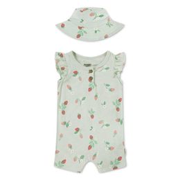 Huggies Babywear M&auml;dchen HUGGIES babywear Neugeborenen-Geschenkset &raquo;HUGG ROMPER + HAT ATTACHMENT&laquo; Set, 2 mit passendem Sonnenhut und Erdbeerprint gr&uuml;n