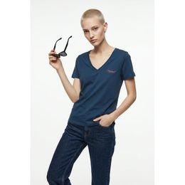 V&eacute;ro Moda Vero Moda Damen Kurzarmshirt &raquo;VMVIOLA VENESSA SS TOP BOX JRS&laquo; mit Print blau S