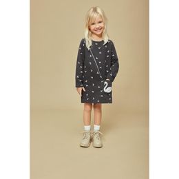 Blue Seven M&auml;dchen Sweatkleid aufgesetzte Tasche in dezenter A-Linie und mit tollen Pailletten-Details grau 116, N-Gr