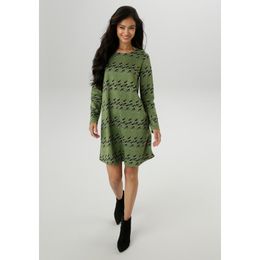 Aniston Selected Damen Aniston SELECTED Jerseykleid mit trendiger Jaquardmusterung schwarz 38, N-Gr