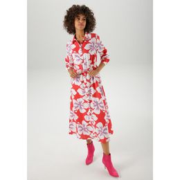 Aniston Casual Damen Aniston CASUAL Maxikleid mit gro&szlig;fl&auml;chigen, grafischen Bl&uuml;ten bedruckt wei&szlig; 44, N-Gr