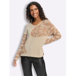Heine Pullover in sand-camel-gemustert | Gr.: 36