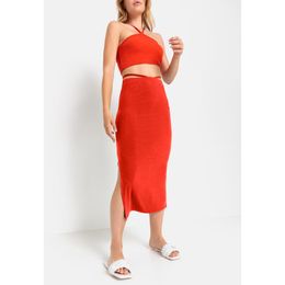 Lscn By Lascana Damen LSCN by LASCANA Midirock aus weicher Rippware rot 44