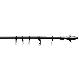Indeko Gardinenstange &raquo;Erfurt&laquo; &Oslash; 16 mm 1 l&auml;ufig-l&auml;ufig ausziehbar stufenlos verstellbare Teleskopstange schwarz Stahl L: 70cm - 120cm &Oslash; 16mm, 1 l&auml;ufig