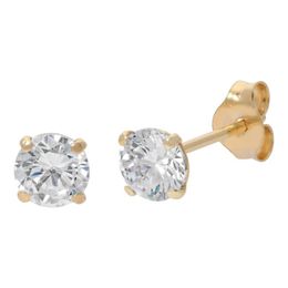 Firetti Damen Paar Ohrstecker &raquo;Schmuck Geschenk Gold 375 Ohrschmuck Ohrringe Solit&auml;r&laquo; mit Zirkonia (synth.) 4, Gelbgold 375