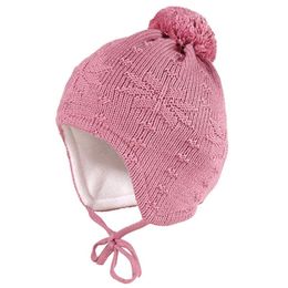 MaxiMo Jungen MaxiMo Strickm&uuml;tze mit Norwegerstern, Pompon und Bindeband rosa 49