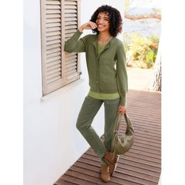 Heine Strickjacke in khaki-schilf-meliert | Gr.: 40