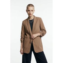 Pieces Damen Pieces Blusenblazer &raquo;PCBOSELLA 3/4 BLAZER NOOS&laquo; Materialmix, regular fit beige XL