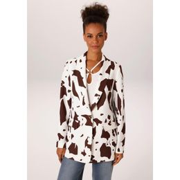 Aniston Casual Damen Aniston CASUAL Longblazer mit topaktuellen Kuh-Flecken -jedes Teil ein Unikat braun 44